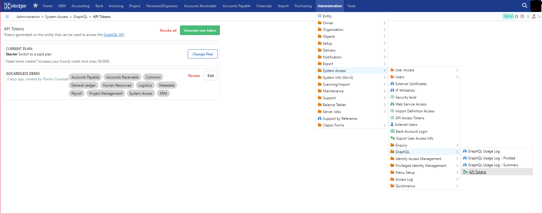 Generate an API token – Xledger UK